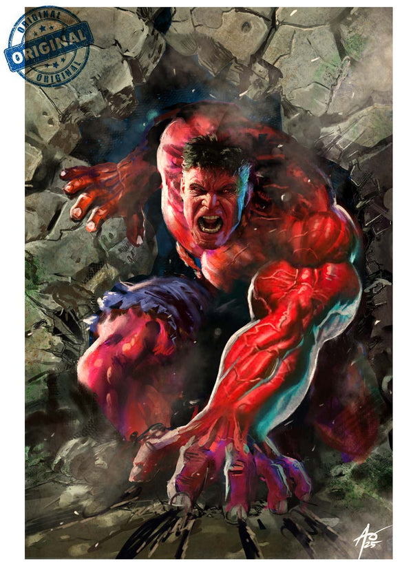 Harrison Ford Red Hulk Original Cover Art by Rudy AO – Comic Book Quest